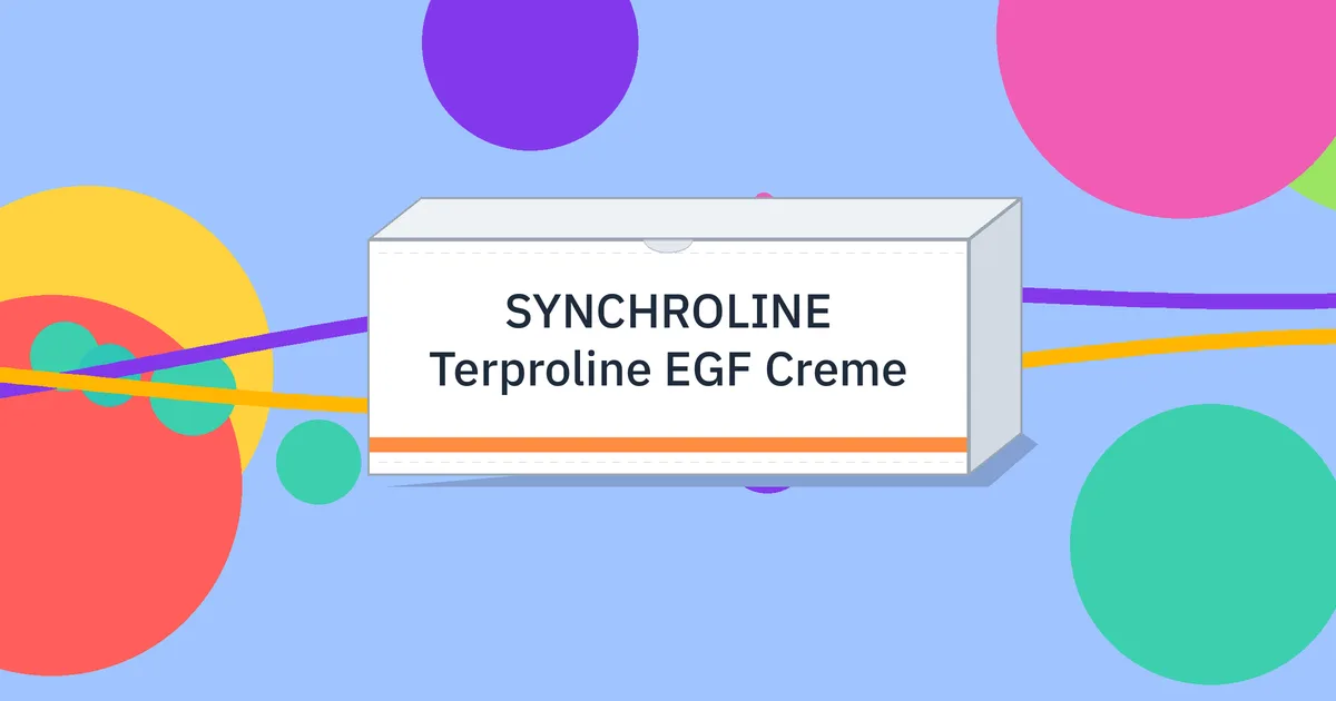 Symbolbild: Packung mit der Aufschrift SYNCHROLINE Terproline EGF Creme (PZN 09923491) – Verfügbarkeit und Bezug in Apotheken in Frankfurt am Main