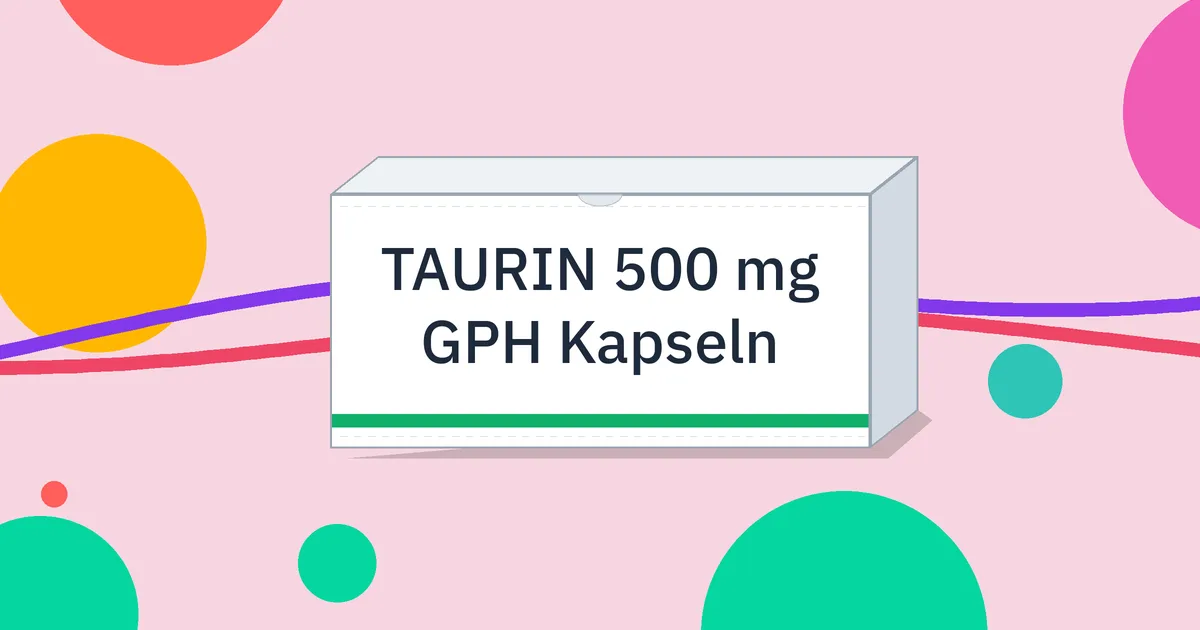 Symbolbild: Packung mit der Aufschrift TAURIN 500 mg GPH Kapseln (PZN 09918745) – Verfügbarkeit und Bezug in Apotheken in Frankfurt am Main