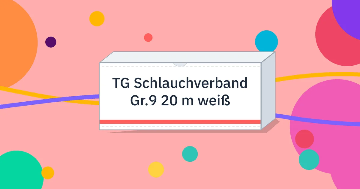 Symbolbild: Packung mit der Aufschrift TG Schlauchverband Gr.9 20 m weiß (PZN 16236012) – Verfügbarkeit und Bezug in Apotheken in Frankfurt am Main