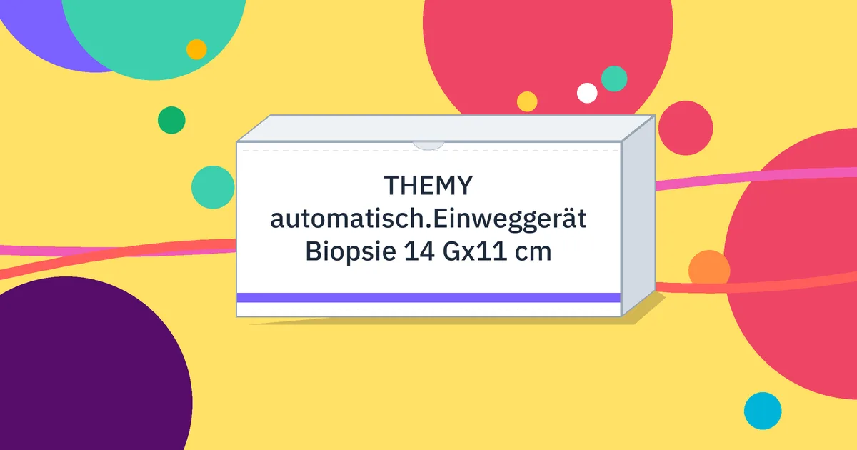 Symbolbild: Packung mit der Aufschrift THEMY automatisch.Einweggerät Biopsie 14 Gx11 cm (PZN 16919923) – Verfügbarkeit und Bezug in Apotheken in Frankfurt am Main