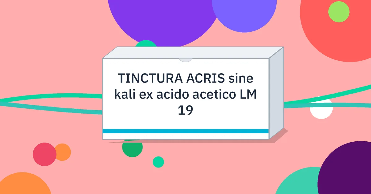 Symbolbild: Packung mit der Aufschrift TINCTURA ACRIS sine kali ex acido acetico LM 19 (PZN 13701655) – Verfügbarkeit und Bezug in Apotheken in Frankfurt am Main