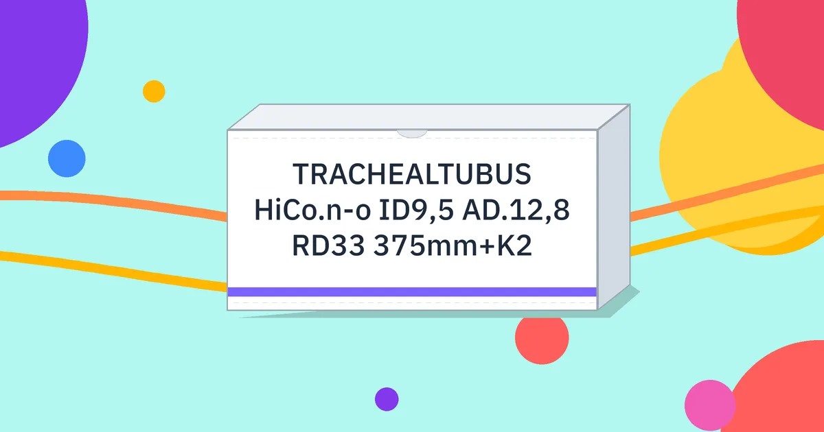 Symbolbild: Packung mit der Aufschrift TRACHEALTUBUS HiCo.n-o ID9,5 AD.12,8 RD33 375mm+K2 (PZN 08884990) – Verfügbarkeit und Bezug in Apotheken in Frankfurt am Main