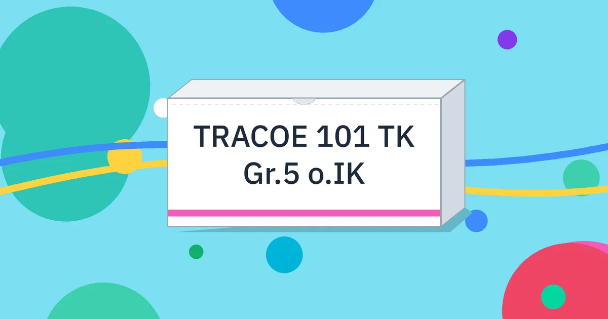 Symbolbild: Packung mit der Aufschrift TRACOE 101 TK Gr.5 o.IK (PZN 00909532) – Verfügbarkeit und Bezug in Apotheken in Frankfurt am Main