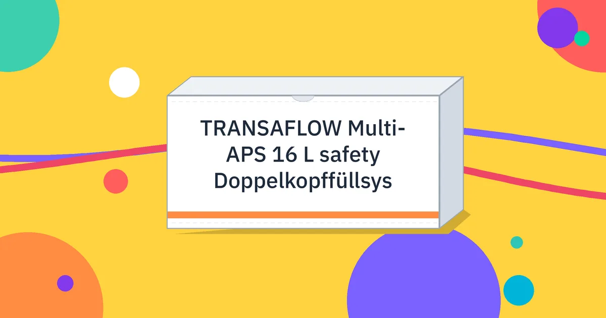 Symbolbild: Packung mit der Aufschrift TRANSAFLOW Multi-APS 16 L safety Doppelkopffüllsys (PZN 18817204) – Verfügbarkeit und Bezug in Apotheken in Frankfurt am Main
