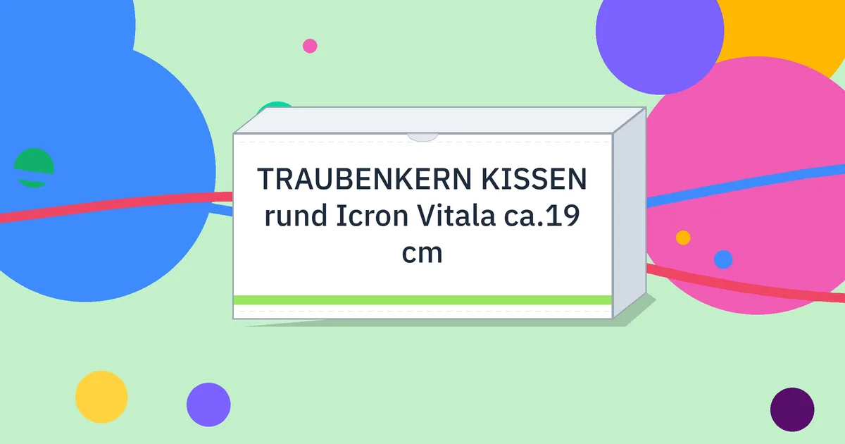 Symbolbild: Packung mit der Aufschrift TRAUBENKERN KISSEN rund Icron Vitala ca.19 cm (PZN 03670209) – Verfügbarkeit und Bezug in Apotheken in Frankfurt am Main