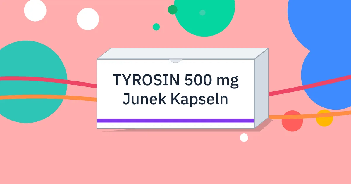 Symbolbild: Packung mit der Aufschrift TYROSIN 500 mg Junek Kapseln (PZN 00135786) – Verfügbarkeit und Bezug in Apotheken in Frankfurt am Main