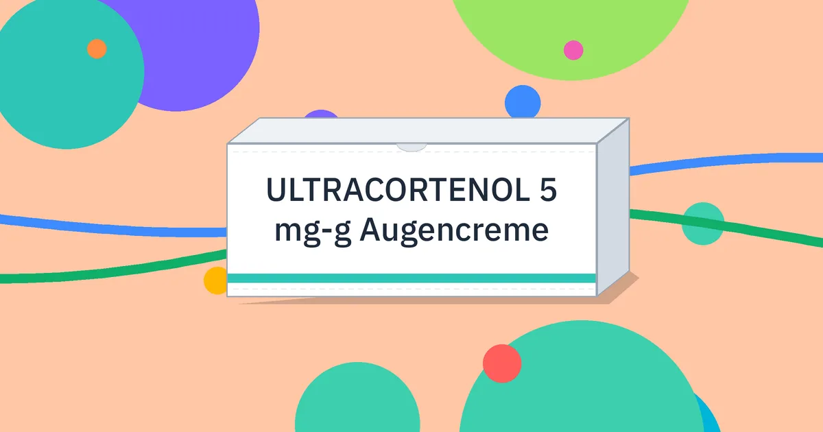 Symbolbild: Packung mit der Aufschrift ULTRACORTENOL 5 mg-g Augencreme (PZN 01493269) – Verfügbarkeit und Bezug in Apotheken in Frankfurt am Main