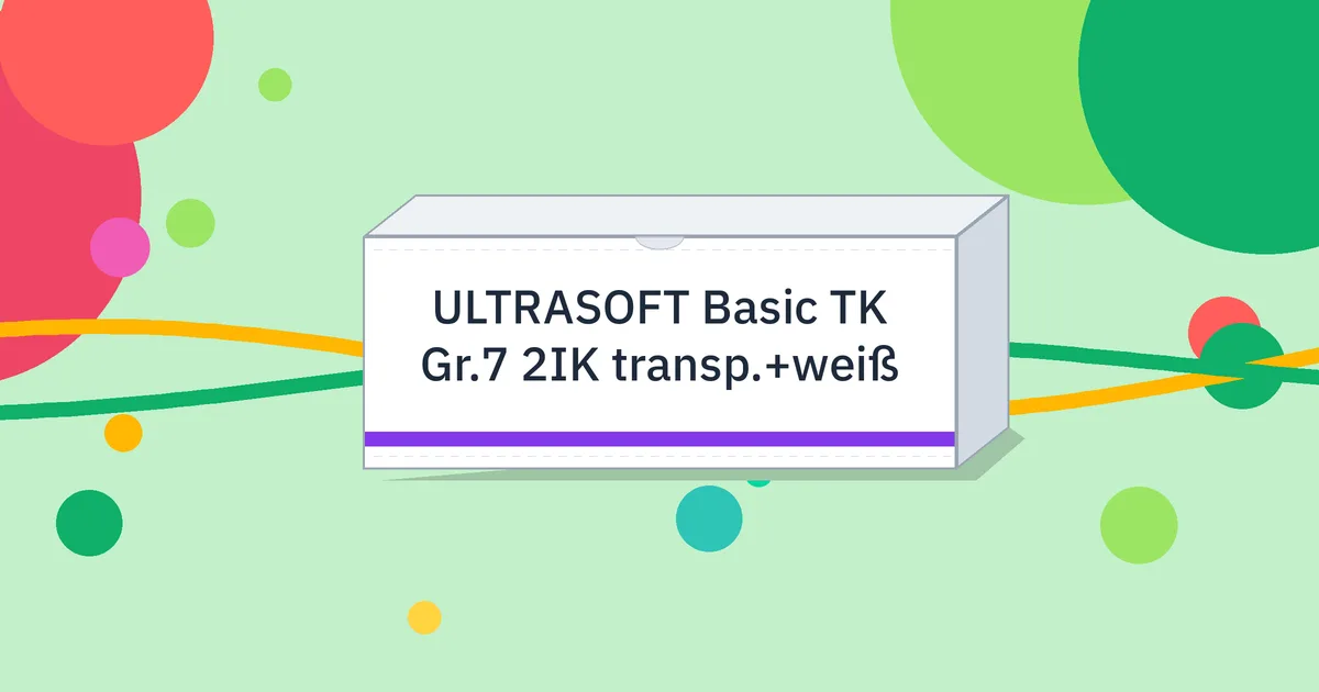 Symbolbild: Packung mit der Aufschrift ULTRASOFT Basic TK Gr.7 2IK transp.+weiß (PZN 10731288) – Verfügbarkeit und Bezug in Apotheken in Frankfurt am Main