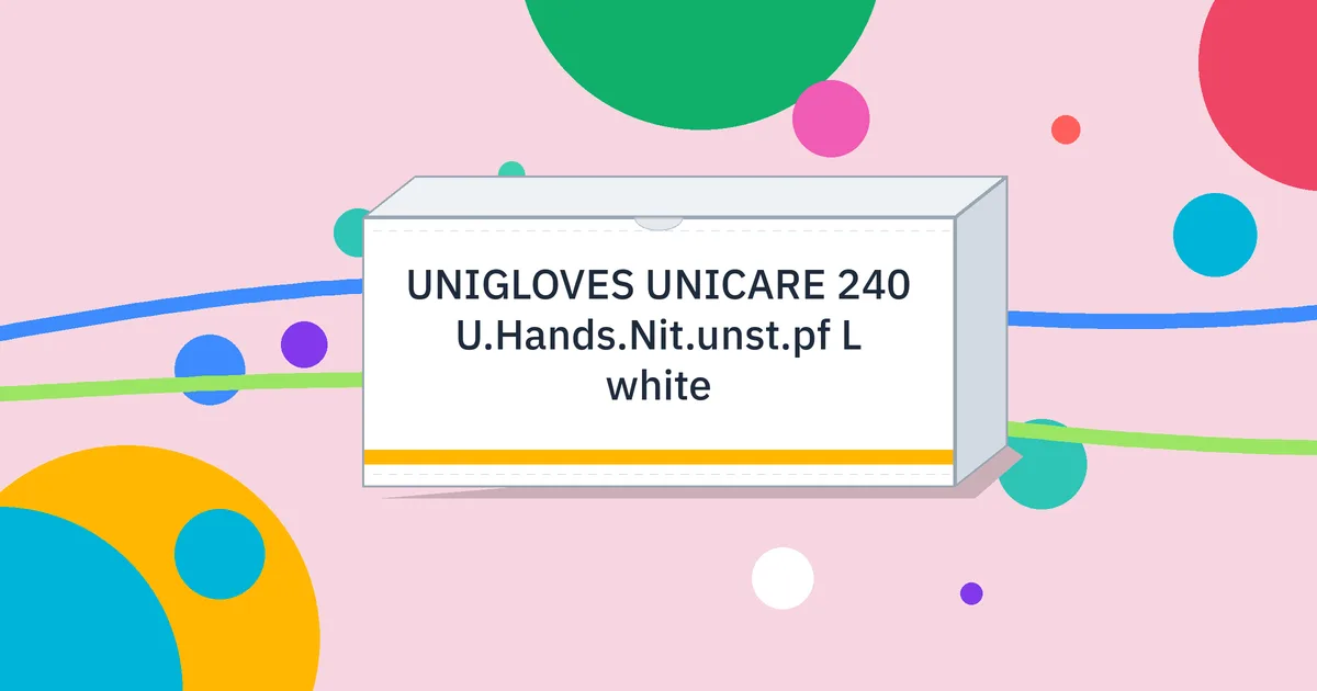 Symbolbild: Packung mit der Aufschrift UNIGLOVES UNICARE 240 U.Hands.Nit.unst.pf L white (PZN 19537659) – Verfügbarkeit und Bezug in Apotheken in Frankfurt am Main