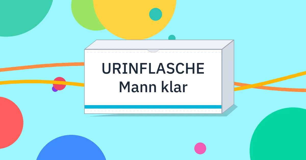 Symbolbild: Packung mit der Aufschrift URINFLASCHE Mann klar (PZN 13422553) – Verfügbarkeit und Bezug in Apotheken in Frankfurt am Main