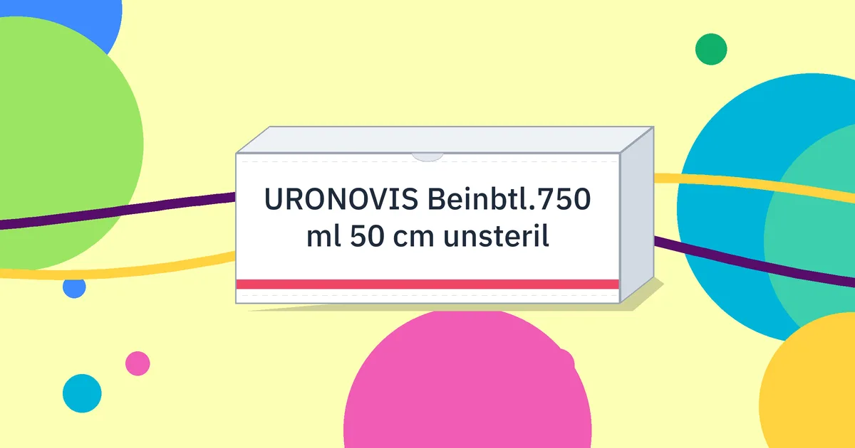 Symbolbild: Packung mit der Aufschrift URONOVIS Beinbtl.750 ml 50 cm unsteril (PZN 14373153) – Verfügbarkeit und Bezug in Apotheken in Frankfurt am Main