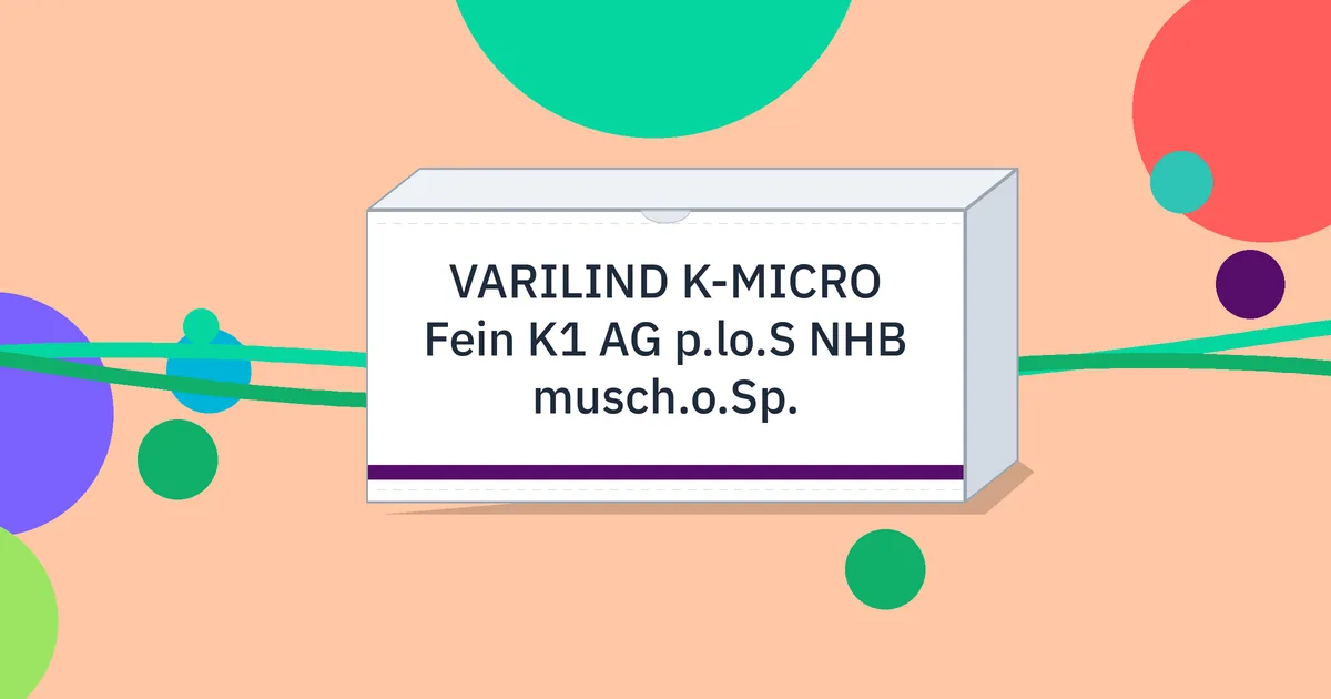 Symbolbild: Packung mit der Aufschrift VARILIND K-MICRO Fein K1 AG p.lo.S NHB musch.o.Sp. (PZN 20555697) – Verfügbarkeit und Bezug in Apotheken in Frankfurt am Main