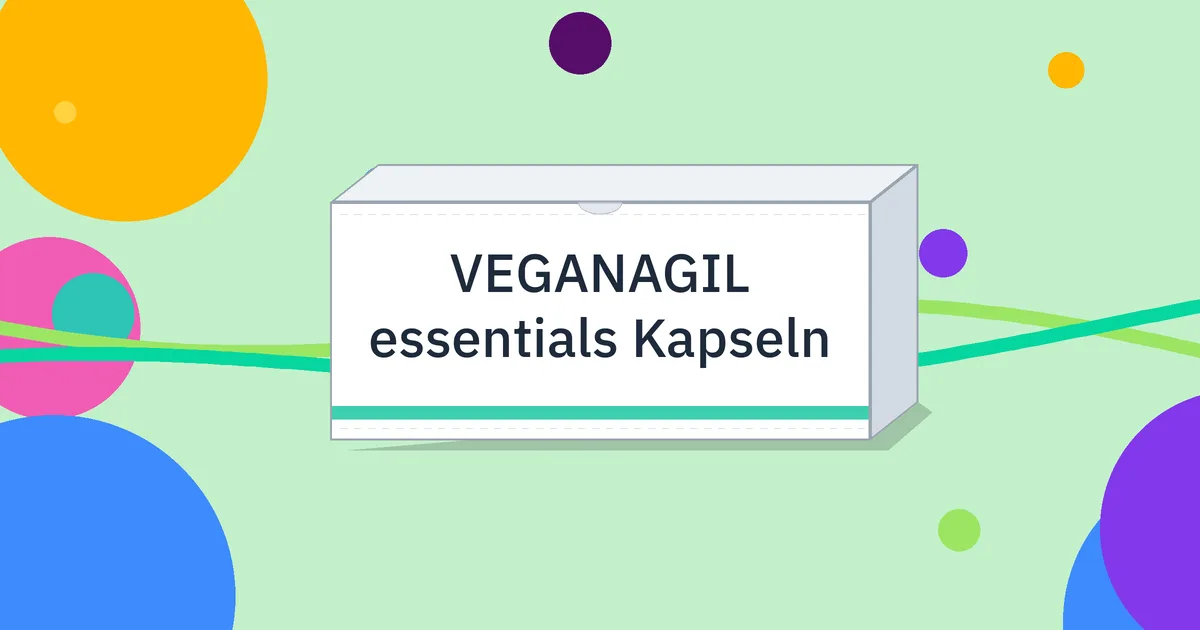 Symbolbild: Packung mit der Aufschrift VEGANAGIL essentials Kapseln (PZN 20322349) – Verfügbarkeit und Bezug in Apotheken in Frankfurt am Main