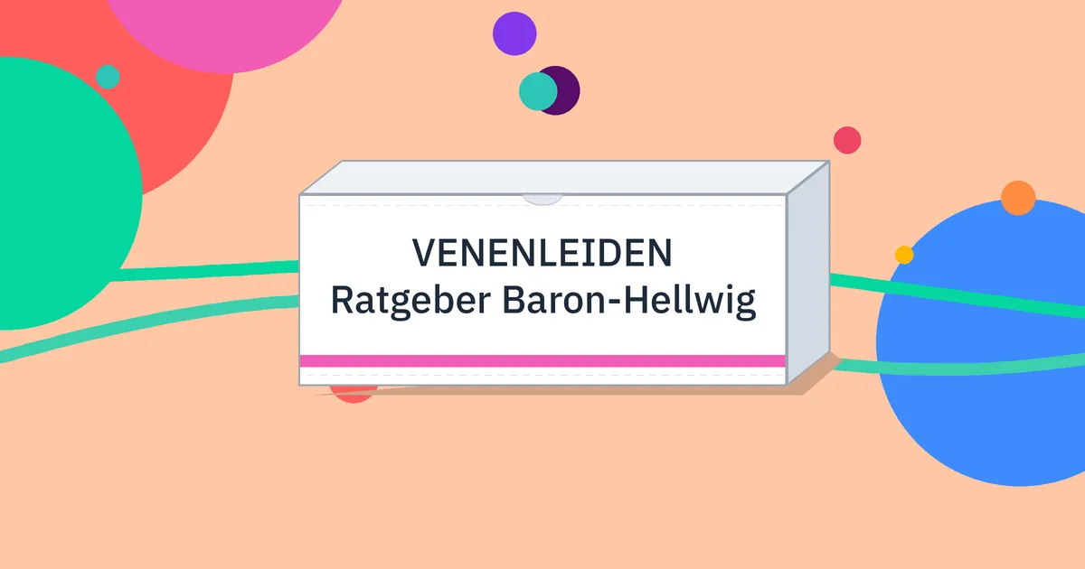 Symbolbild: Packung mit der Aufschrift VENENLEIDEN Ratgeber Baron-Hellwig (PZN 07507216) – Verfügbarkeit und Bezug in Apotheken in Frankfurt am Main