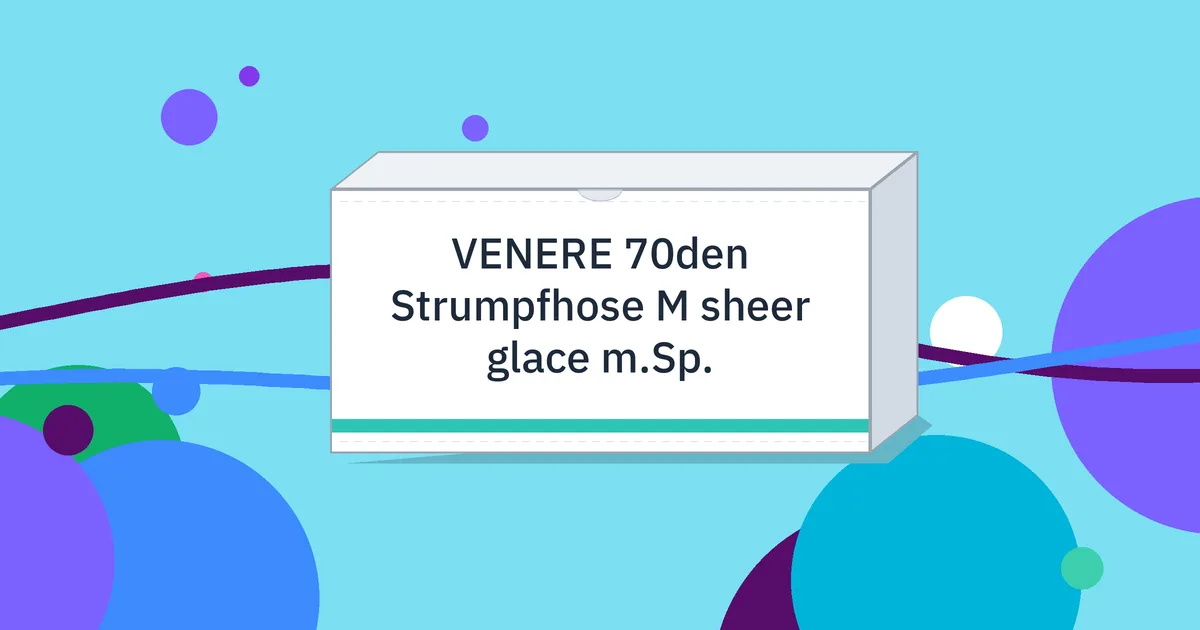 Symbolbild: Packung mit der Aufschrift VENERE 70den Strumpfhose M sheer glace m.Sp. (PZN 16173346) – Verfügbarkeit und Bezug in Apotheken in Frankfurt am Main