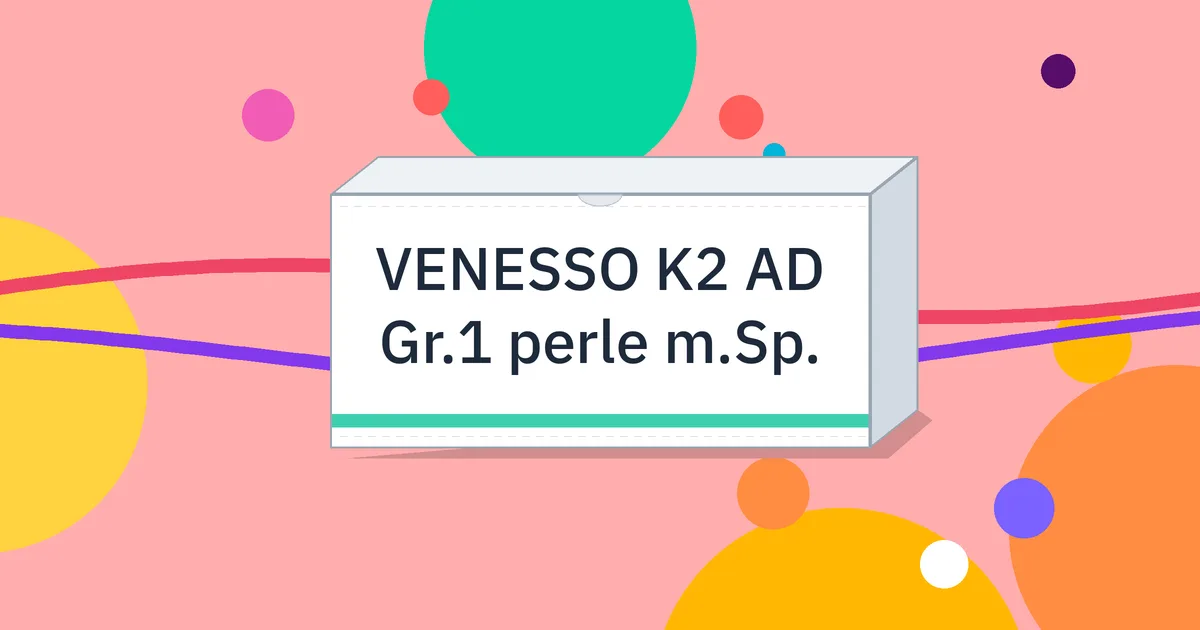 Symbolbild: Packung mit der Aufschrift VENESSO K2 AD Gr.1 perle m.Sp. (PZN 03256993) – Verfügbarkeit und Bezug in Apotheken in Frankfurt am Main