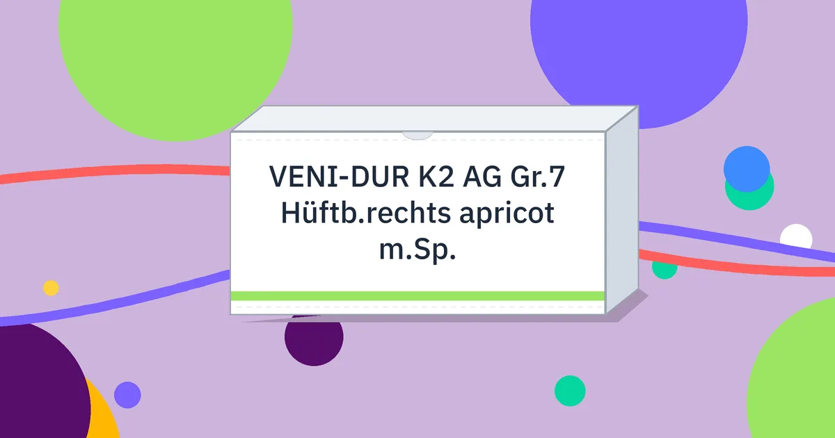 Symbolbild: Packung mit der Aufschrift VENI-DUR K2 AG Gr.7 Hüftb.rechts apricot m.Sp. (PZN 03247652) – Verfügbarkeit und Bezug in Apotheken in Frankfurt am Main