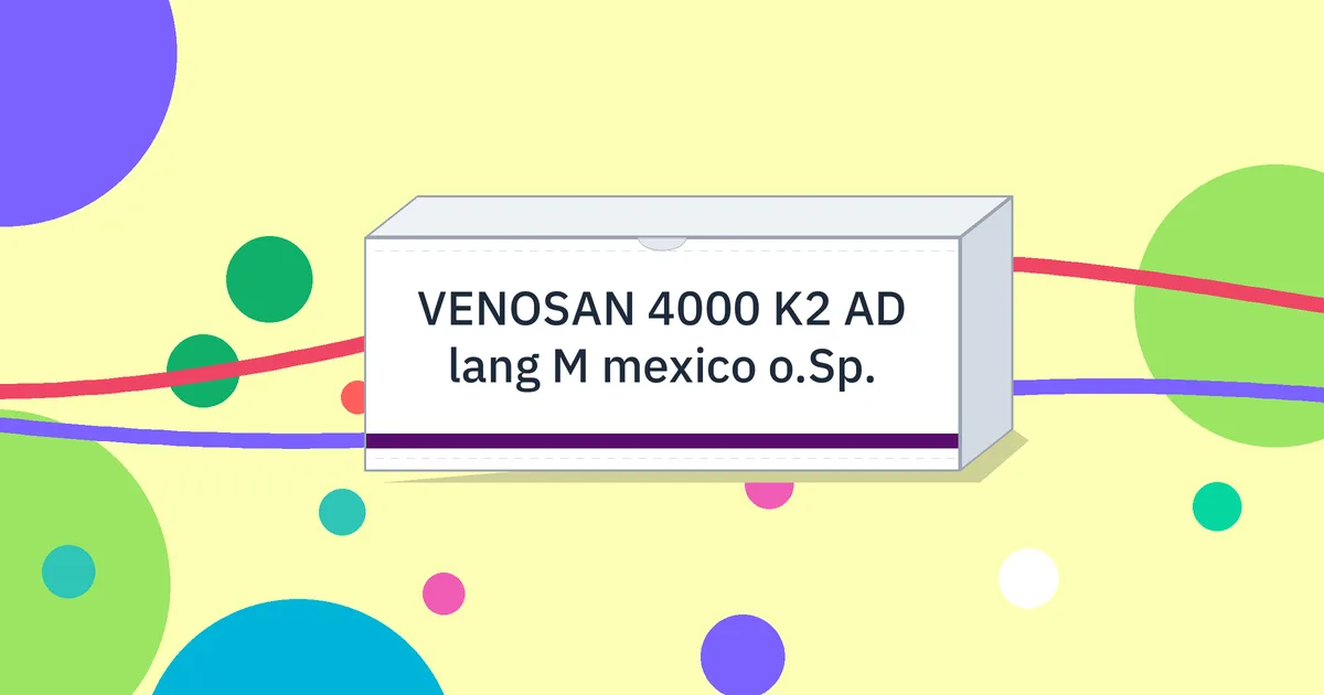 Symbolbild: Packung mit der Aufschrift VENOSAN 4000 K2 AD lang M mexico o.Sp. (PZN 14423738) – Verfügbarkeit und Bezug in Apotheken in Frankfurt am Main