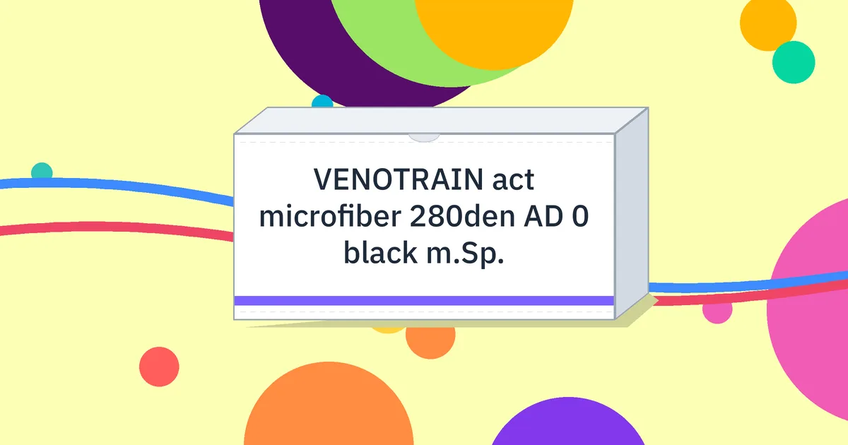 Symbolbild: Packung mit der Aufschrift VENOTRAIN act microfiber 280den AD 0 black m.Sp. (PZN 16209512) – Verfügbarkeit und Bezug in Apotheken in Frankfurt am Main