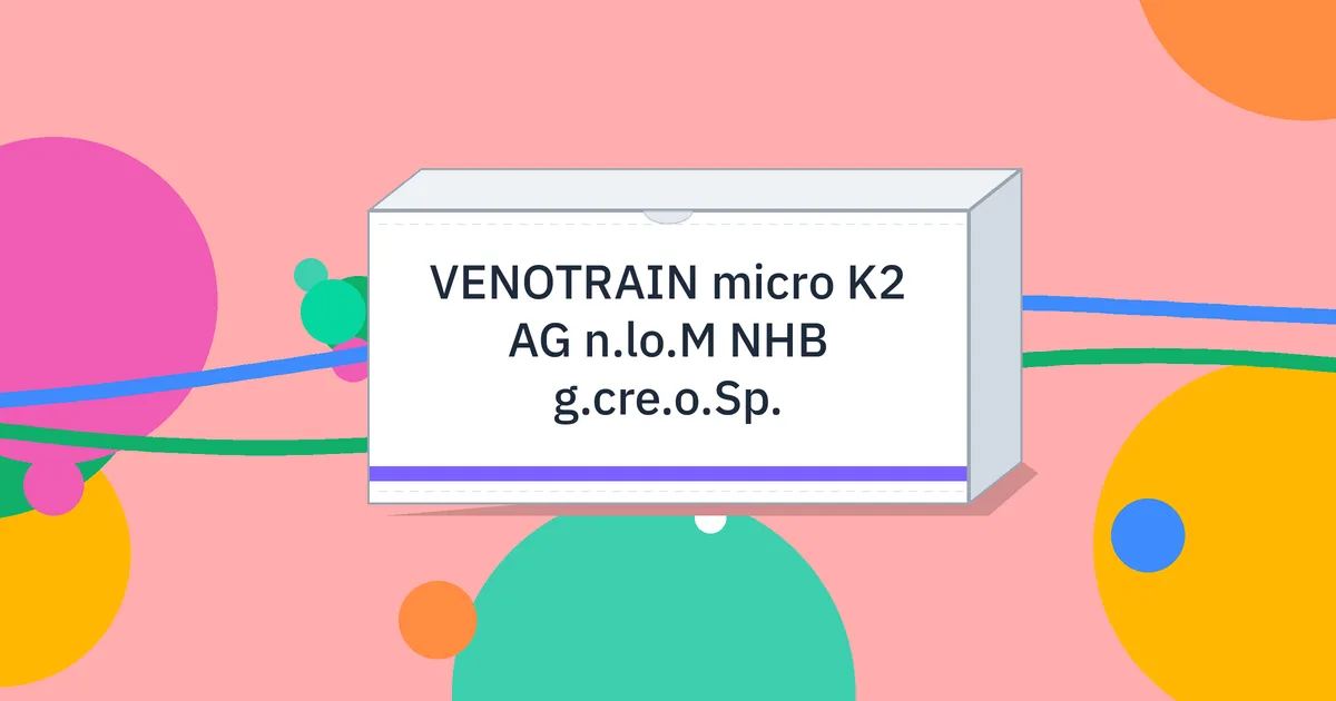 Symbolbild: Packung mit der Aufschrift VENOTRAIN micro K2 AG n.lo.M NHB g.cre.o.Sp. (PZN 05999209) – Verfügbarkeit und Bezug in Apotheken in Frankfurt am Main