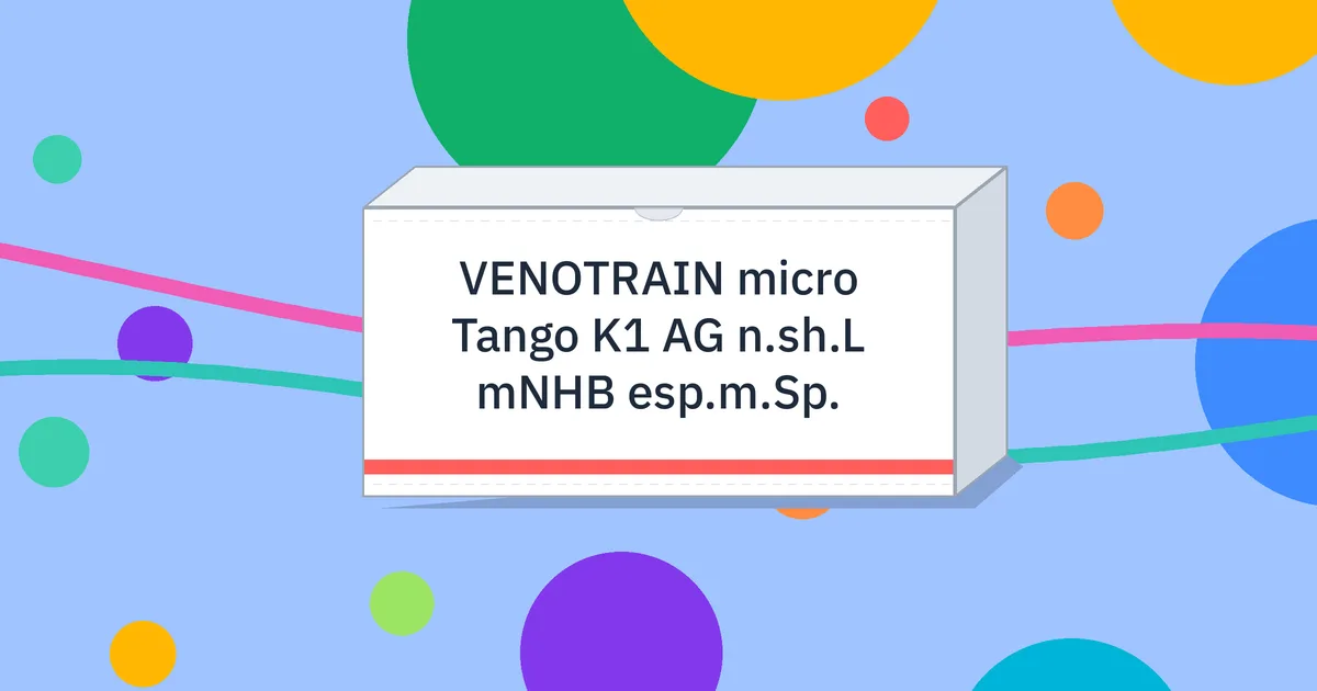 Symbolbild: Packung mit der Aufschrift VENOTRAIN micro Tango K1 AG n.sh.L mNHB esp.m.Sp. (PZN 17759835) – Verfügbarkeit und Bezug in Apotheken in Frankfurt am Main