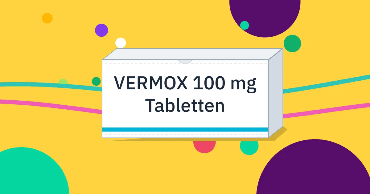 Symbolbild: Packung mit der Aufschrift VERMOX 100 mg Tabletten (PZN 01854715) – Verfügbarkeit und Bezug in Apotheken in Frankfurt am Main