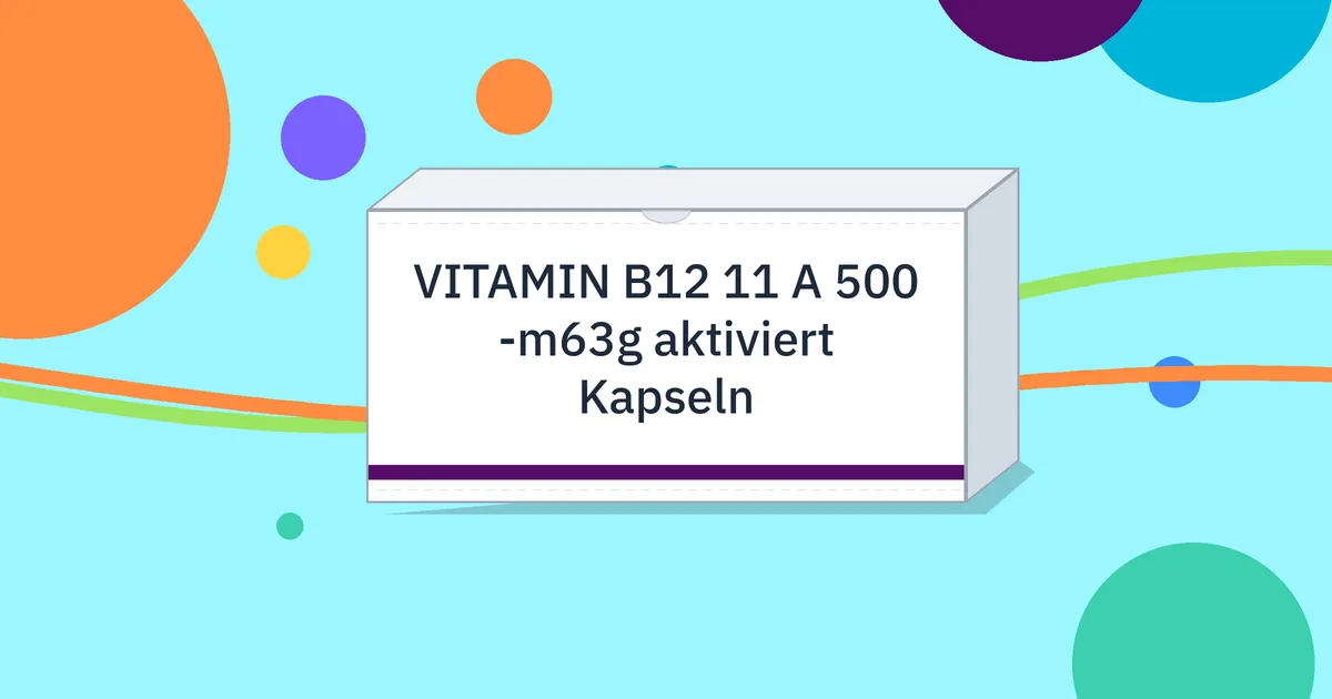 Symbolbild: Packung mit der Aufschrift VITAMIN B12 11 A 500 -m63g aktiviert Kapseln (PZN 18666082) – Verfügbarkeit und Bezug in Apotheken in Frankfurt am Main