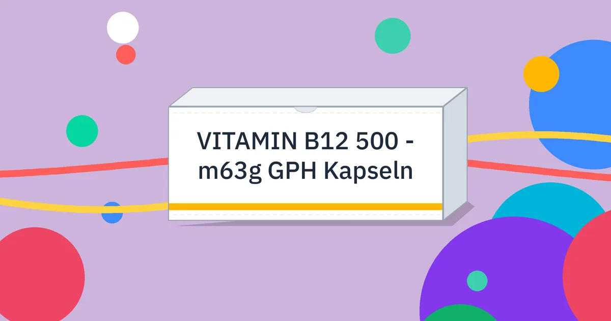Symbolbild: Packung mit der Aufschrift VITAMIN B12 500 -m63g GPH Kapseln (PZN 13251152) – Verfügbarkeit und Bezug in Apotheken in Frankfurt am Main