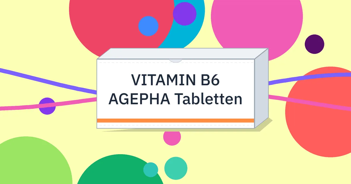 Symbolbild: Packung mit der Aufschrift VITAMIN B6 AGEPHA Tabletten (PZN 16776889) – Verfügbarkeit und Bezug in Apotheken in Frankfurt am Main