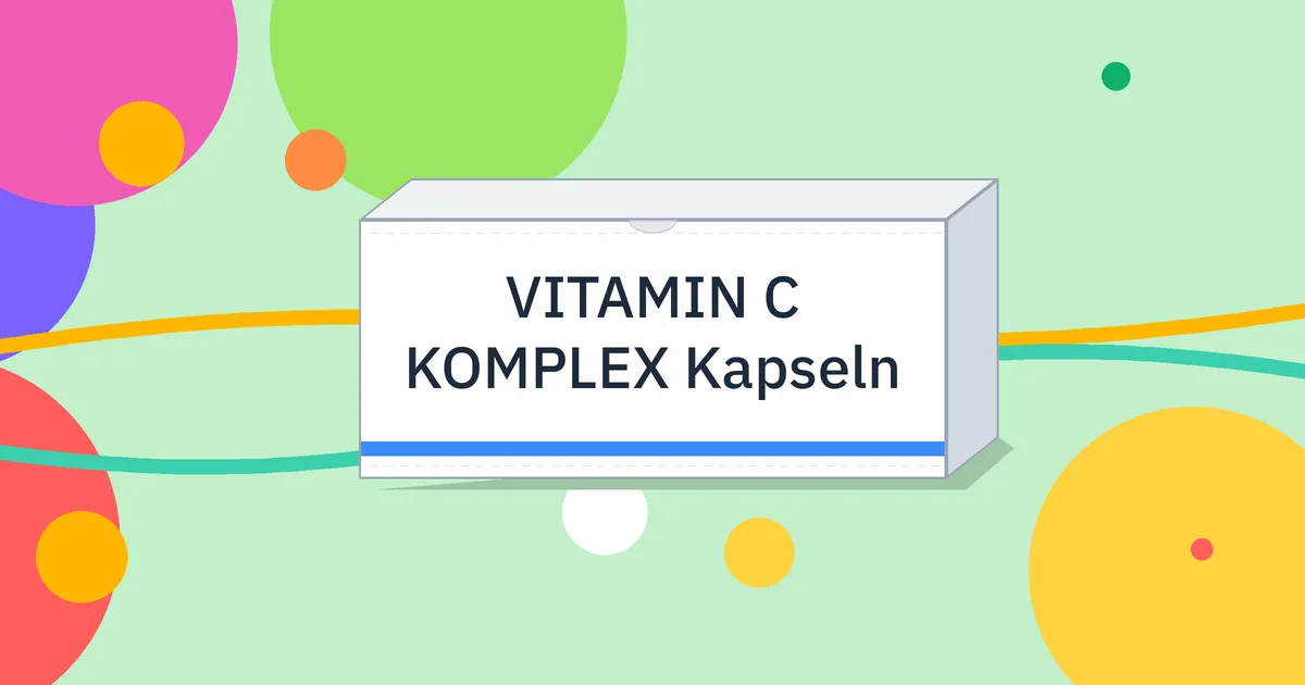 Symbolbild: Packung mit der Aufschrift VITAMIN C KOMPLEX Kapseln (PZN 18493581) – Verfügbarkeit und Bezug in Apotheken in Frankfurt am Main