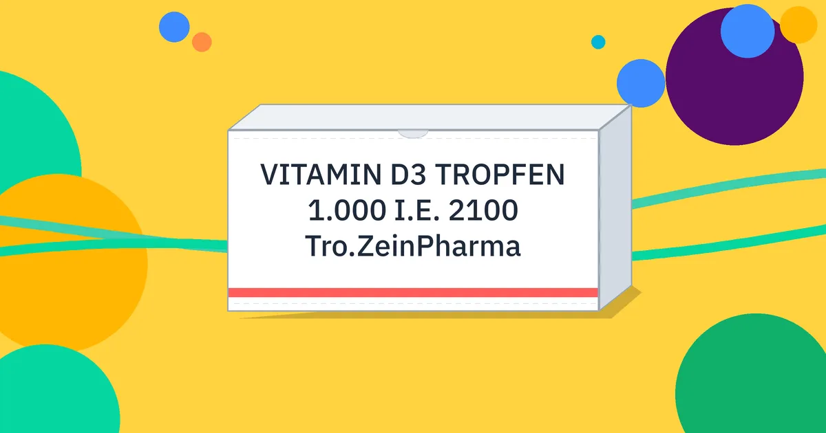 Symbolbild: Packung mit der Aufschrift VITAMIN D3 TROPFEN 1.000 I.E. 2100 Tro.ZeinPharma (PZN 13971969) – Verfügbarkeit und Bezug in Apotheken in Frankfurt am Main