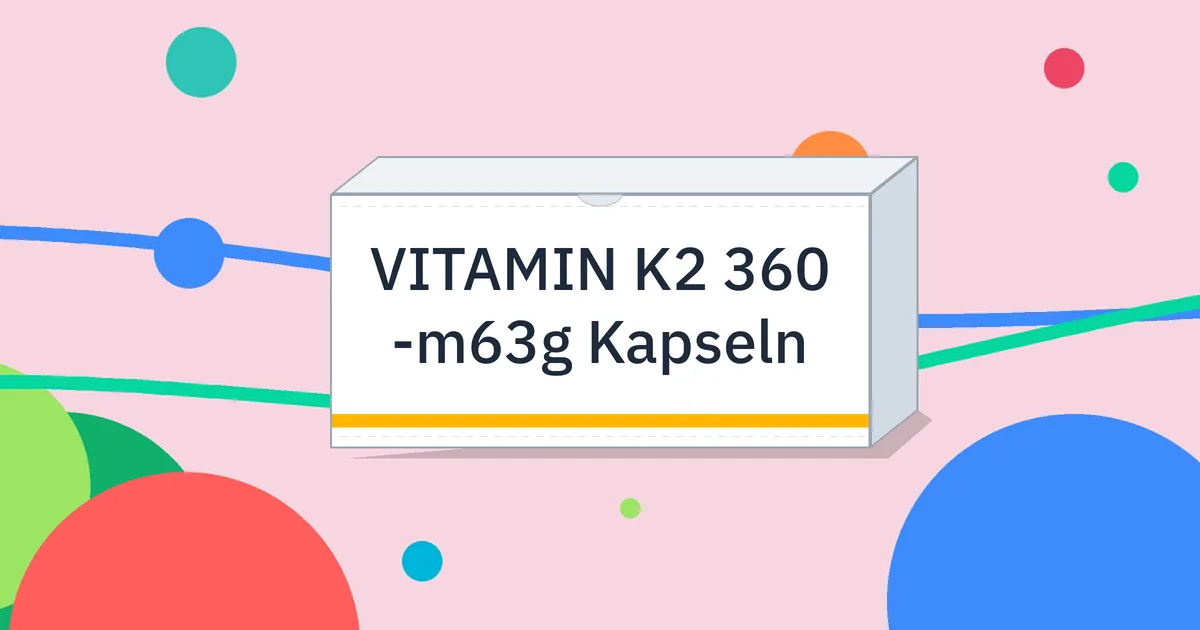 Symbolbild: Packung mit der Aufschrift VITAMIN K2 360 -m63g Kapseln (PZN 19749373) – Verfügbarkeit und Bezug in Apotheken in Frankfurt am Main