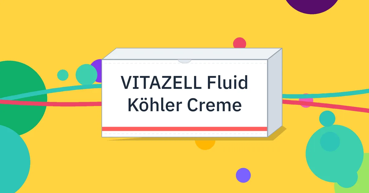 Symbolbild: Packung mit der Aufschrift VITAZELL Fluid Köhler Creme (PZN 08455237) – Verfügbarkeit und Bezug in Apotheken in Frankfurt am Main