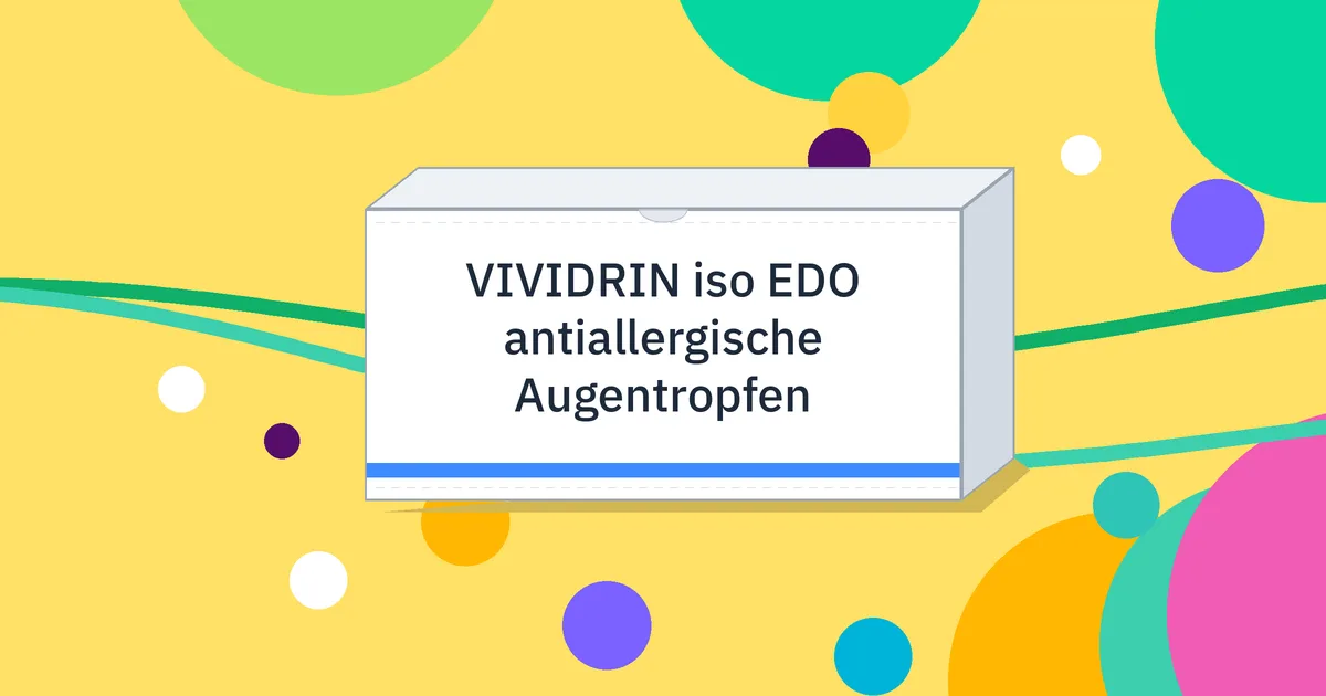 Symbolbild: Packung mit der Aufschrift VIVIDRIN iso EDO antiallergische Augentropfen (PZN 18735794) – Verfügbarkeit und Bezug in Apotheken in Frankfurt am Main