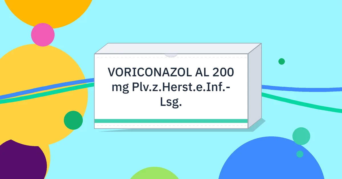 Symbolbild: Packung mit der Aufschrift VORICONAZOL AL 200 mg Plv.z.Herst.e.Inf.-Lsg. (PZN 14234687) – Verfügbarkeit und Bezug in Apotheken in Frankfurt am Main