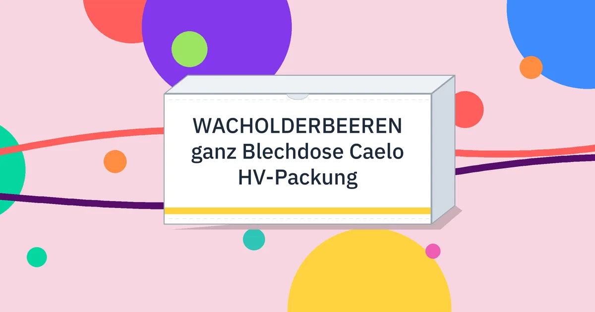 Symbolbild: Packung mit der Aufschrift WACHOLDERBEEREN ganz Blechdose Caelo HV-Packung (PZN 11032581) – Verfügbarkeit und Bezug in Apotheken in Frankfurt am Main