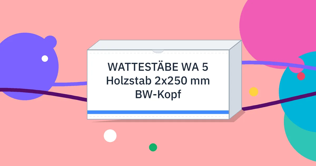 Symbolbild: Packung mit der Aufschrift WATTESTÄBE WA 5 Holzstab 2x250 mm BW-Kopf (PZN 06141658) – Verfügbarkeit und Bezug in Apotheken in Frankfurt am Main