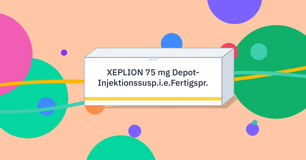 Symbolbild: Packung mit der Aufschrift XEPLION 75 mg Depot-Injektionssusp.i.e.Fertigspr. (PZN 10193425) – Verfügbarkeit und Bezug in Apotheken in Frankfurt am Main