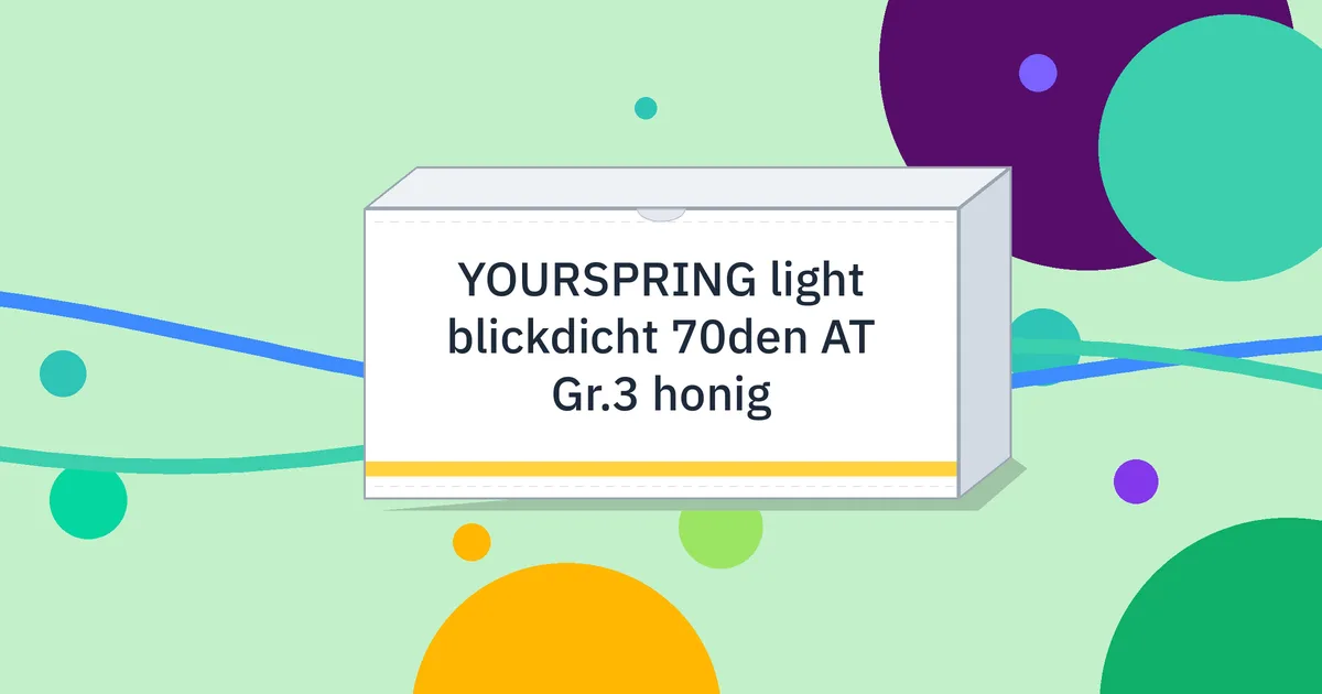 Symbolbild: Packung mit der Aufschrift YOURSPRING light blickdicht 70den AT Gr.3 honig (PZN 18056828) – Verfügbarkeit und Bezug in Apotheken in Frankfurt am Main