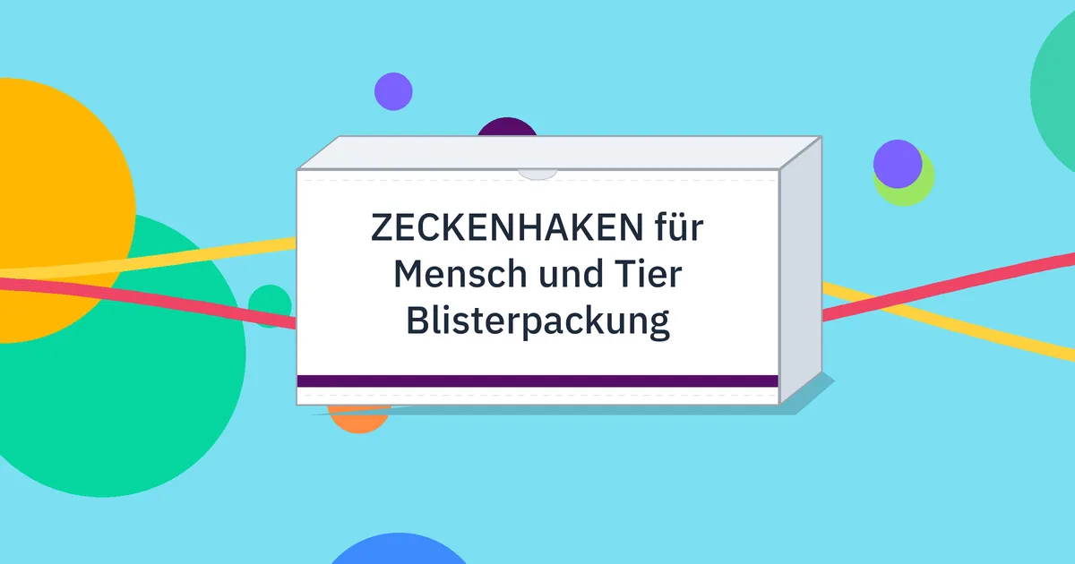 Symbolbild: Packung mit der Aufschrift ZECKENHAKEN für Mensch und Tier Blisterpackung (PZN 09937116) – Verfügbarkeit und Bezug in Apotheken in Frankfurt am Main