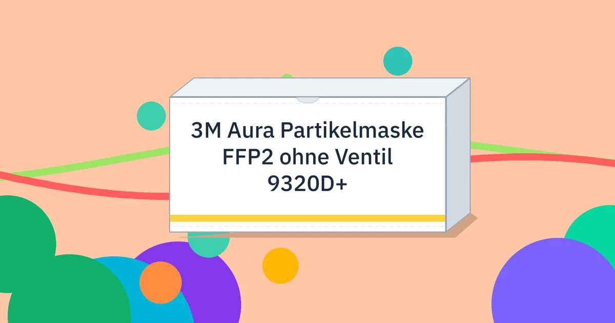 Symbolbild: Packung mit der Aufschrift 3M Aura Partikelmaske FFP2 ohne Ventil 9320D+ (PZN 17591442) – Verfügbarkeit und Bezug in Apotheken in Frankfurt am Main