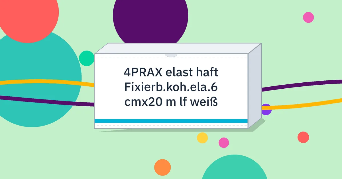 Symbolbild: Packung mit der Aufschrift 4PRAX elast haft Fixierb.koh.ela.6 cmx20 m lf weiß (PZN 20230274) – Verfügbarkeit und Bezug in Apotheken in Frankfurt am Main