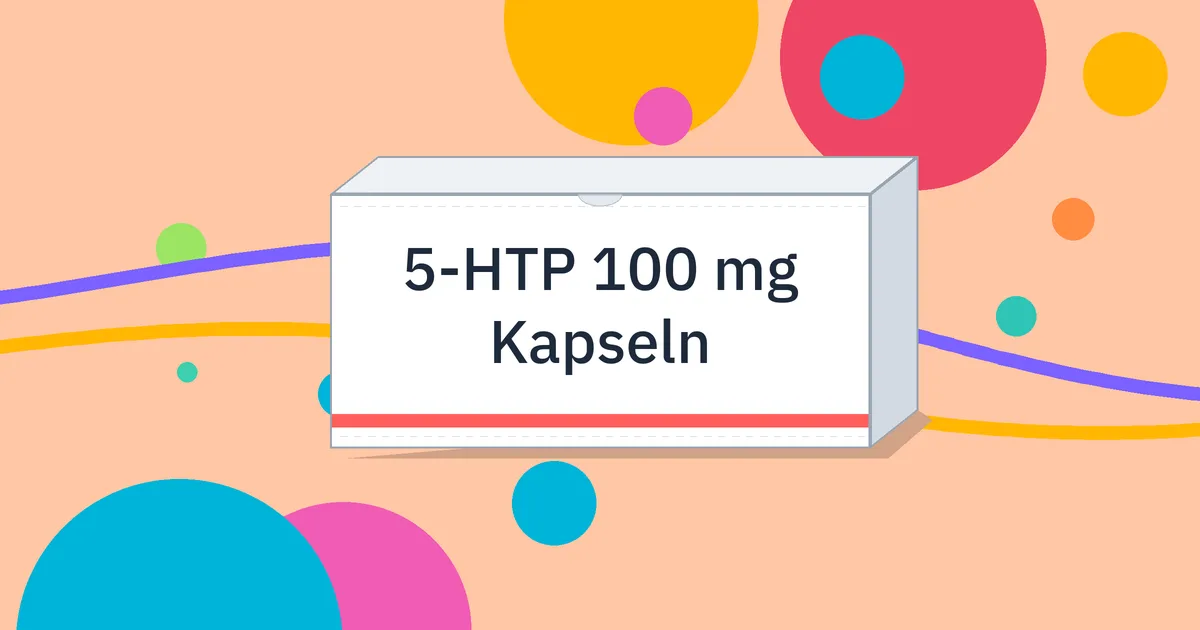 Symbolbild: Packung mit der Aufschrift 5-HTP 100 mg Kapseln (PZN 11123160) – Verfügbarkeit und Bezug in Apotheken in Frankfurt am Main