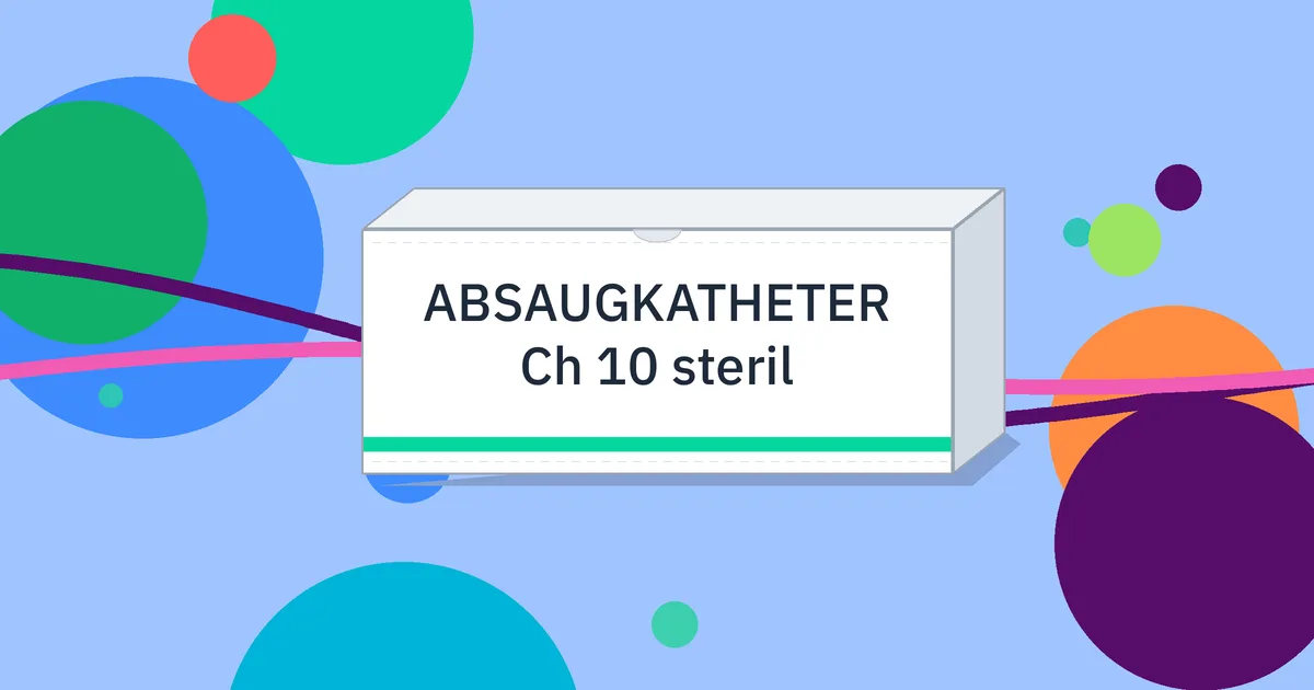 Symbolbild: Packung mit der Aufschrift ABSAUGKATHETER Ch 10 steril (PZN 07373425) – Verfügbarkeit und Bezug in Apotheken in Frankfurt am Main