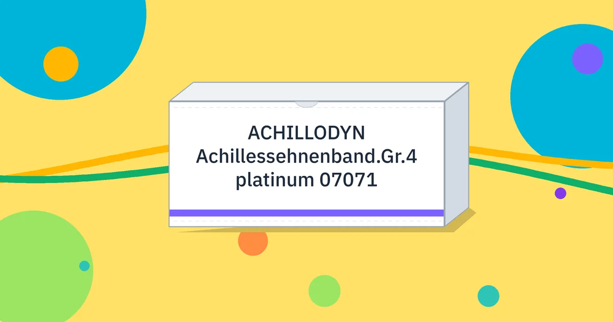 Symbolbild: Packung mit der Aufschrift ACHILLODYN Achillessehnenband.Gr.4 platinum 07071 (PZN 06826422) – Verfügbarkeit und Bezug in Apotheken in Frankfurt am Main