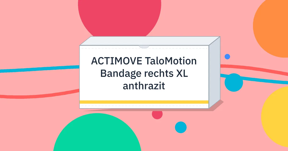 Symbolbild: Packung mit der Aufschrift ACTIMOVE TaloMotion Bandage rechts XL anthrazit (PZN 17948849) – Verfügbarkeit und Bezug in Apotheken in Frankfurt am Main