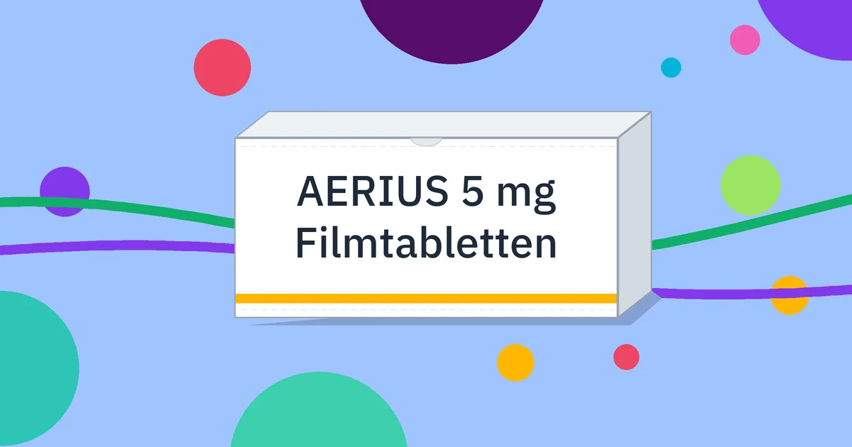 Symbolbild: Packung mit der Aufschrift AERIUS 5 mg Filmtabletten (PZN 05124534) – Verfügbarkeit und Bezug in Apotheken in Frankfurt am Main