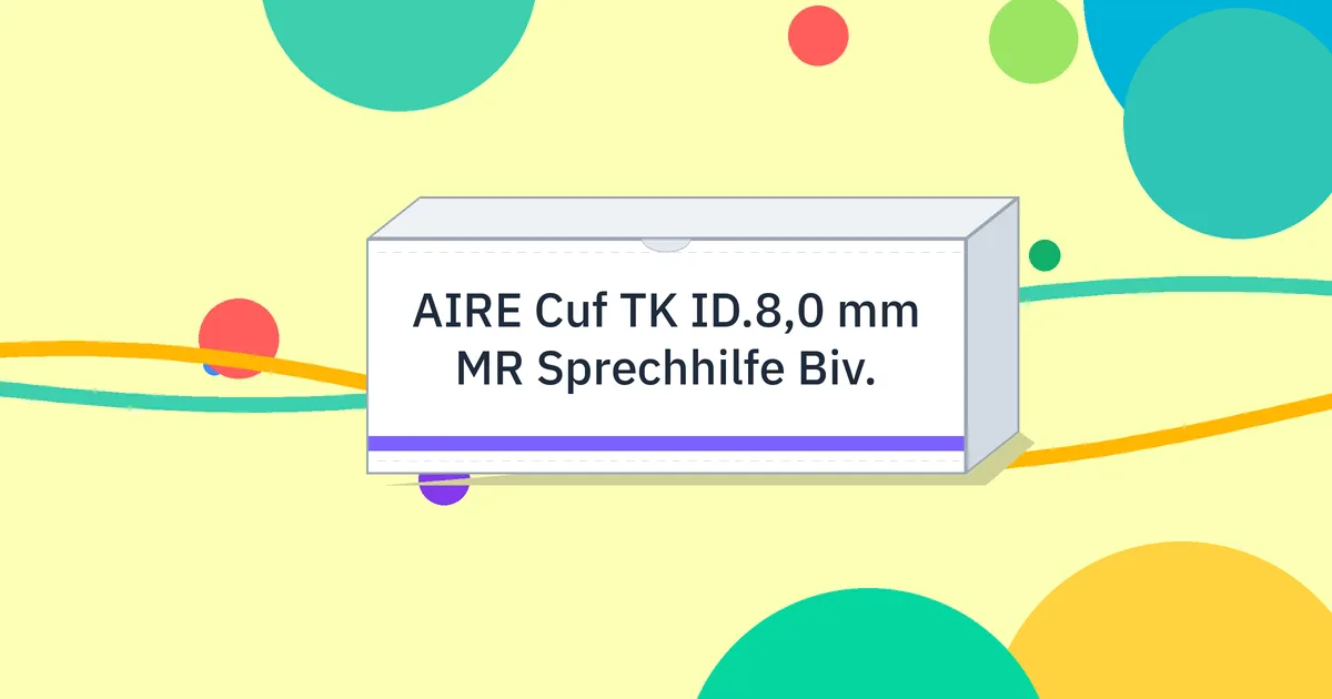 Symbolbild: Packung mit der Aufschrift AIRE Cuf TK ID.8,0 mm MR Sprechhilfe Biv. (PZN 02258547) – Verfügbarkeit und Bezug in Apotheken in Frankfurt am Main