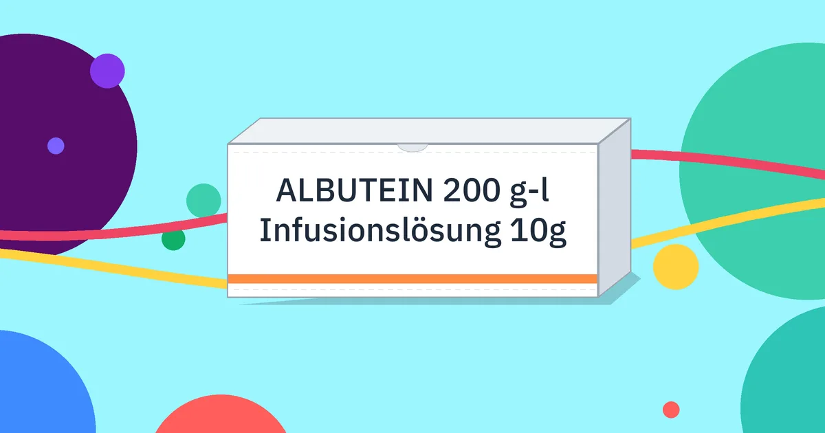 Symbolbild: Packung mit der Aufschrift ALBUTEIN 200 g-l Infusionslösung 10g (PZN 17910338) – Verfügbarkeit und Bezug in Apotheken in Frankfurt am Main