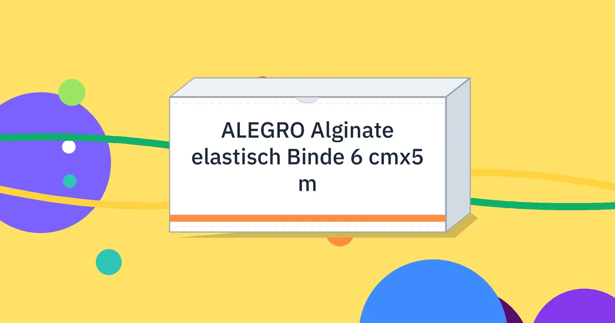 Symbolbild: Packung mit der Aufschrift ALEGRO Alginate elastisch Binde 6 cmx5 m (PZN 03645192) – Verfügbarkeit und Bezug in Apotheken in Frankfurt am Main